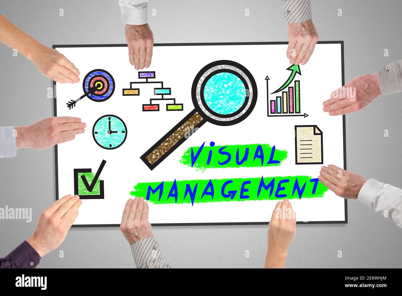 Visual management concept on a whiteboard held by hands Stock Photo - Alamy