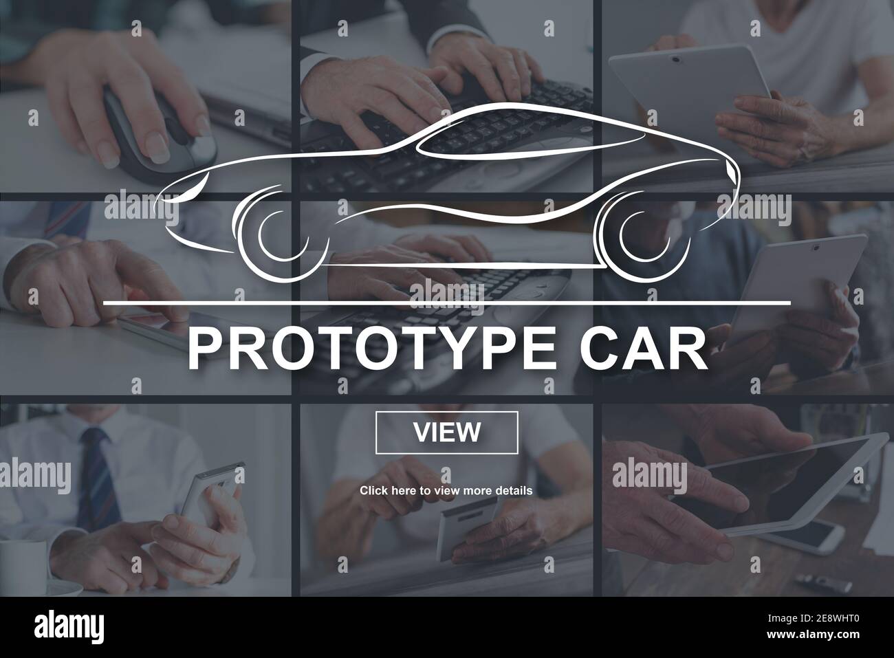 Prototype car concept illustrated by pictures on background Stock Photo ...