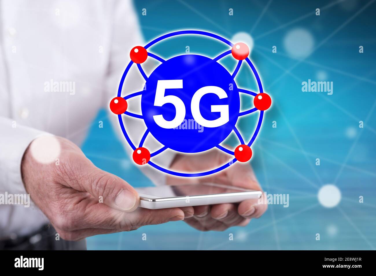 5g concept above smartphone hi-res stock photography and images - Alamy