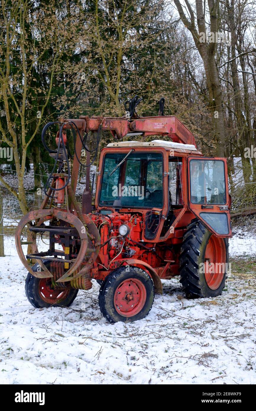 vintage belarus mtz 80 tractor with crane arm manufactured by minsk ...