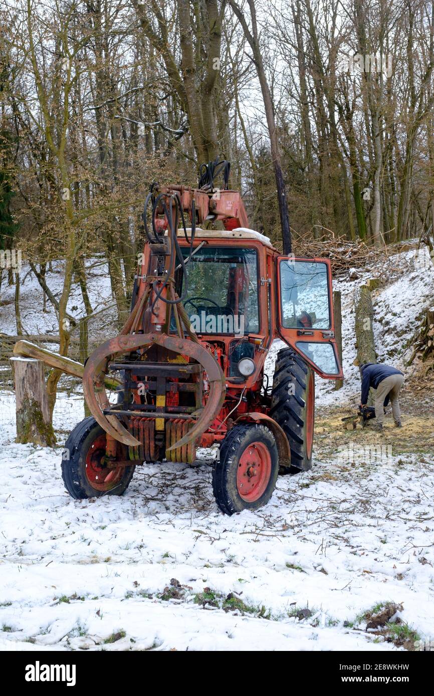 vintage belarus mtz 80 tractor with crane arm manufactured by minsk ...