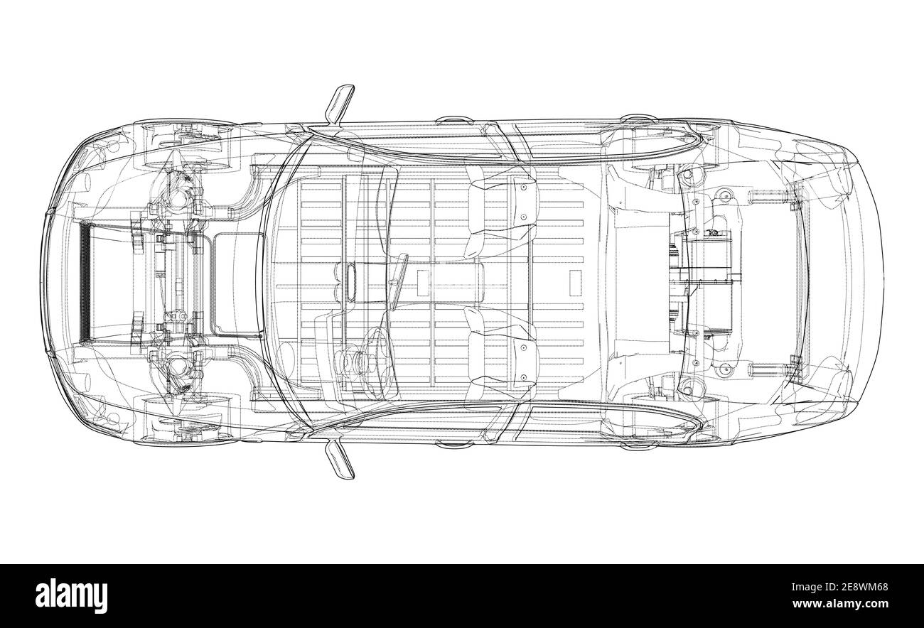 Electric Car With Chassis. Vector rendering of 3d Stock Vector Image ...
