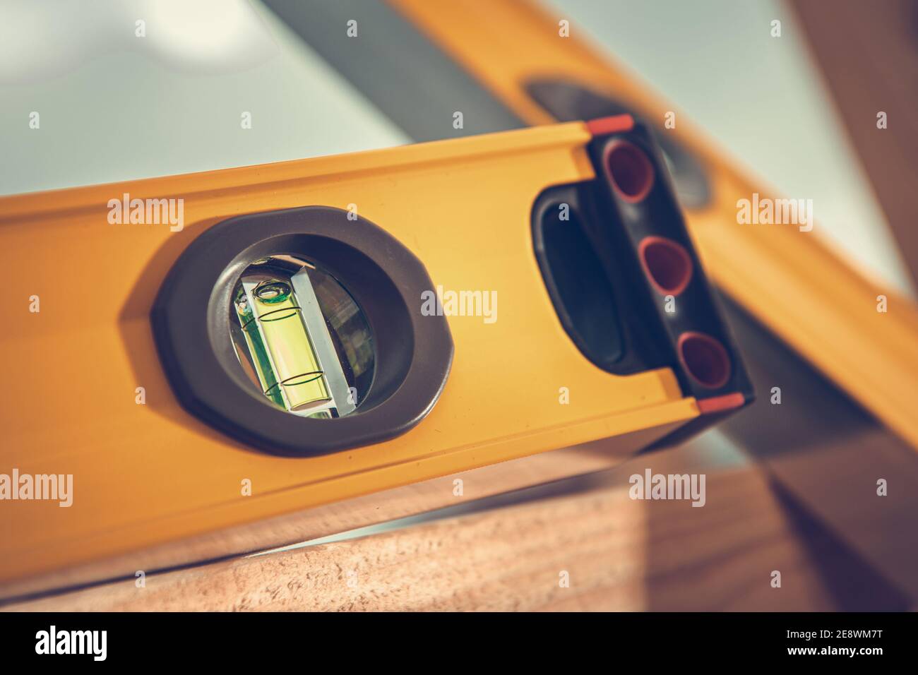 Spirit Level Tool Close Up. Levelling Horizontal and Vertical ...