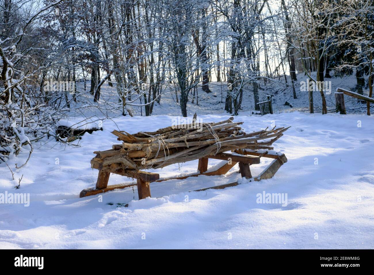 Wooden sledge hi-res stock photography and images - Alamy