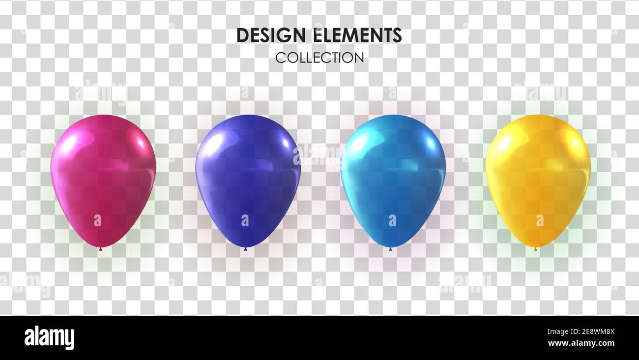 Realistic 3d balloon collection set on transparent background for party ...