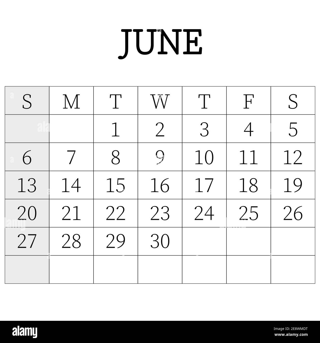 2021 calendar planner. June. Corporate week. Template layout, 12 months ...