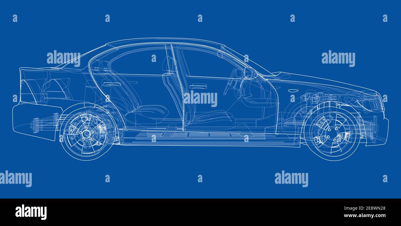 Electric Car With Chassis. Vector rendering of 3d Stock Vector Image ...