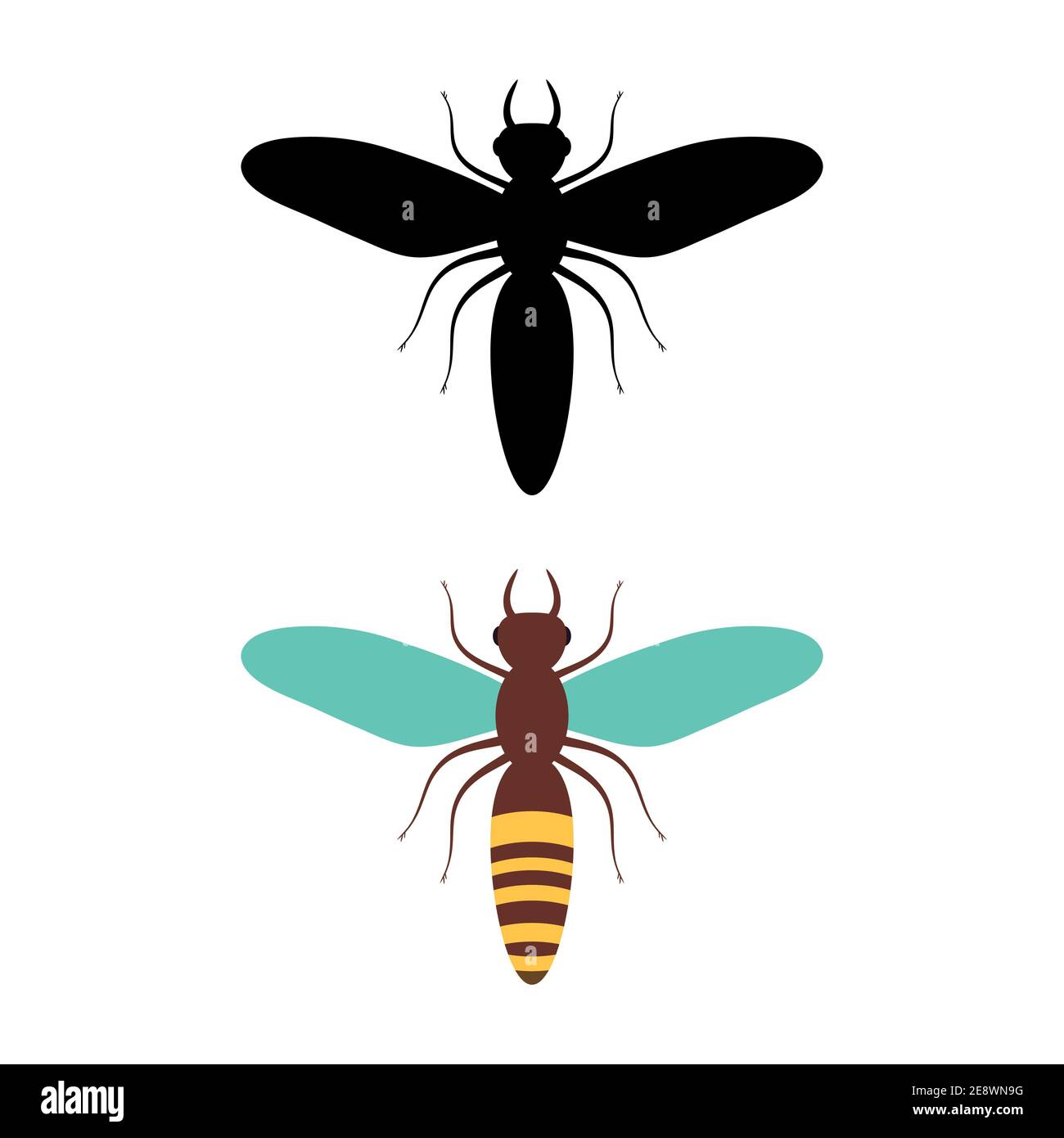 Bee Icon Isolated On White Background Honey Flying Bee Insect Flat