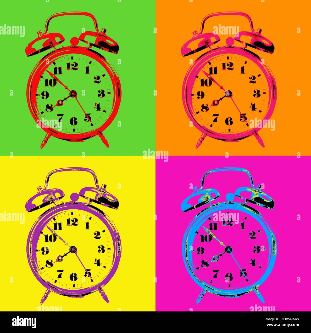 classic retro alarm clock in Pop Art style Stock Photo - Alamy