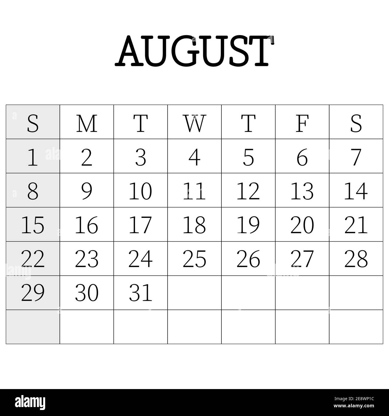 2021 calendar planner. August. Corporate week. Template layout, 12 ...