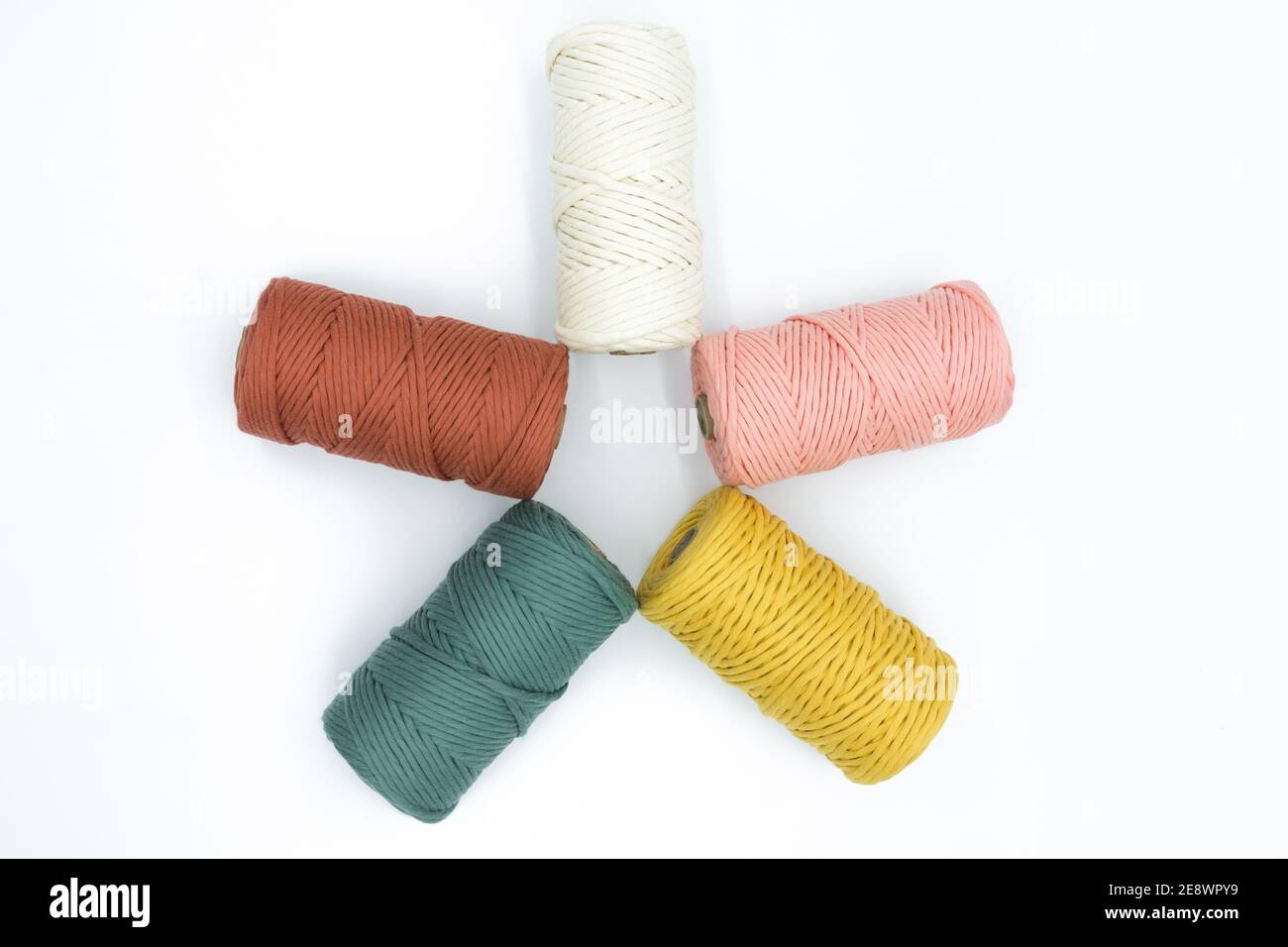 Close-up view of the colorful single strand cotton cords for macrame ...