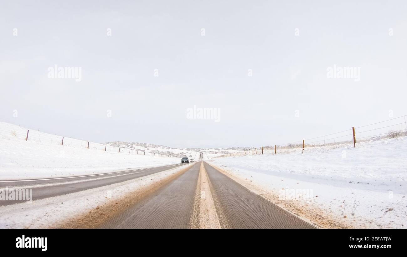 Driving on typical paved rural roads in suburban America Stock Photo ...