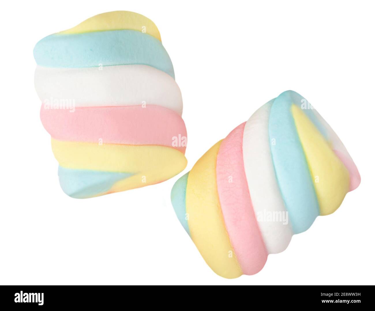 Fluffy Colorful marshmallows candy isolated on white background. Huge ...