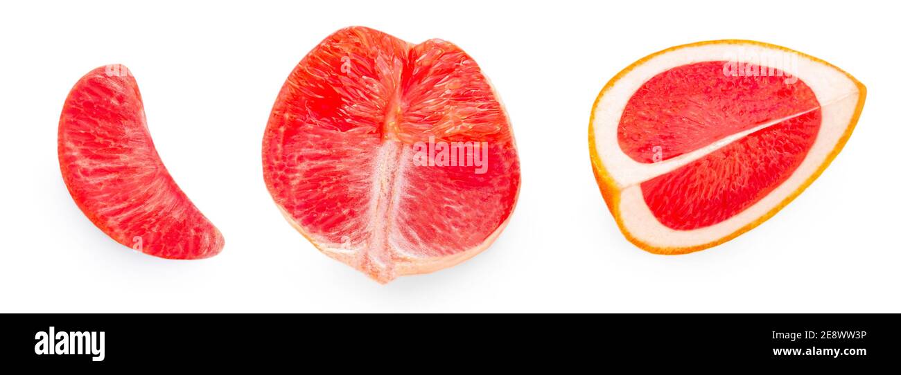 Creative layout made of Grapefruits isolated on white background. Pink ...