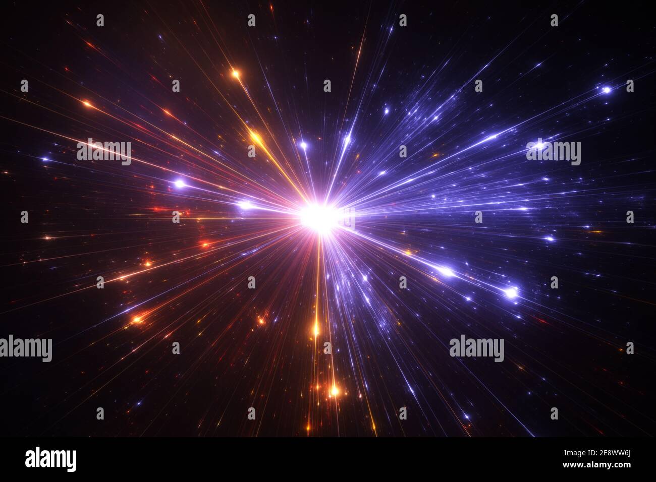 High-energy particles explosion. 3D illustration Stock Photo - Alamy