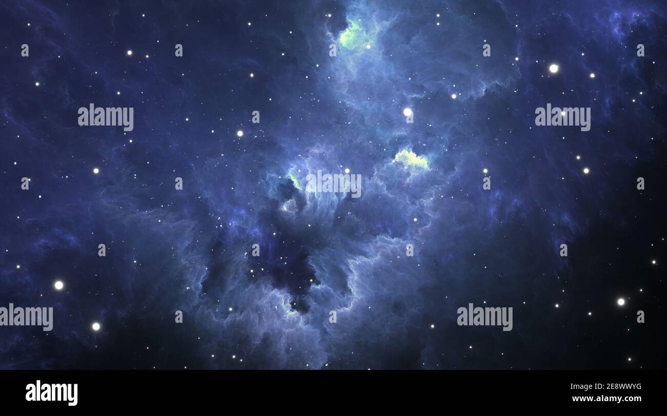 Stellar system and gas nebula. 3d illustration Stock Photo - Alamy