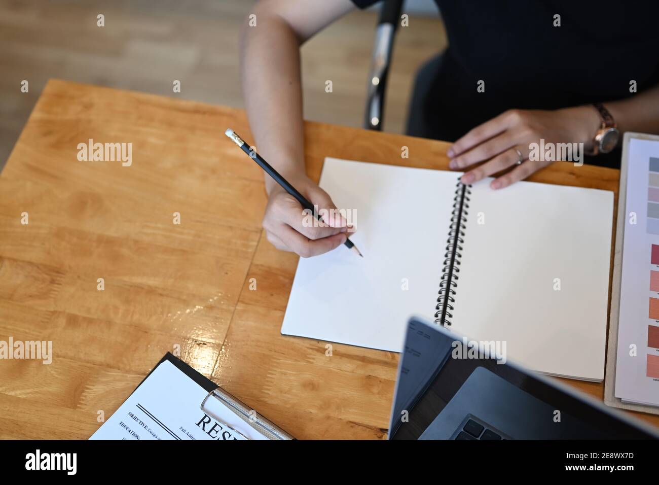 Overhead shot female writing hi-res stock photography and images - Alamy