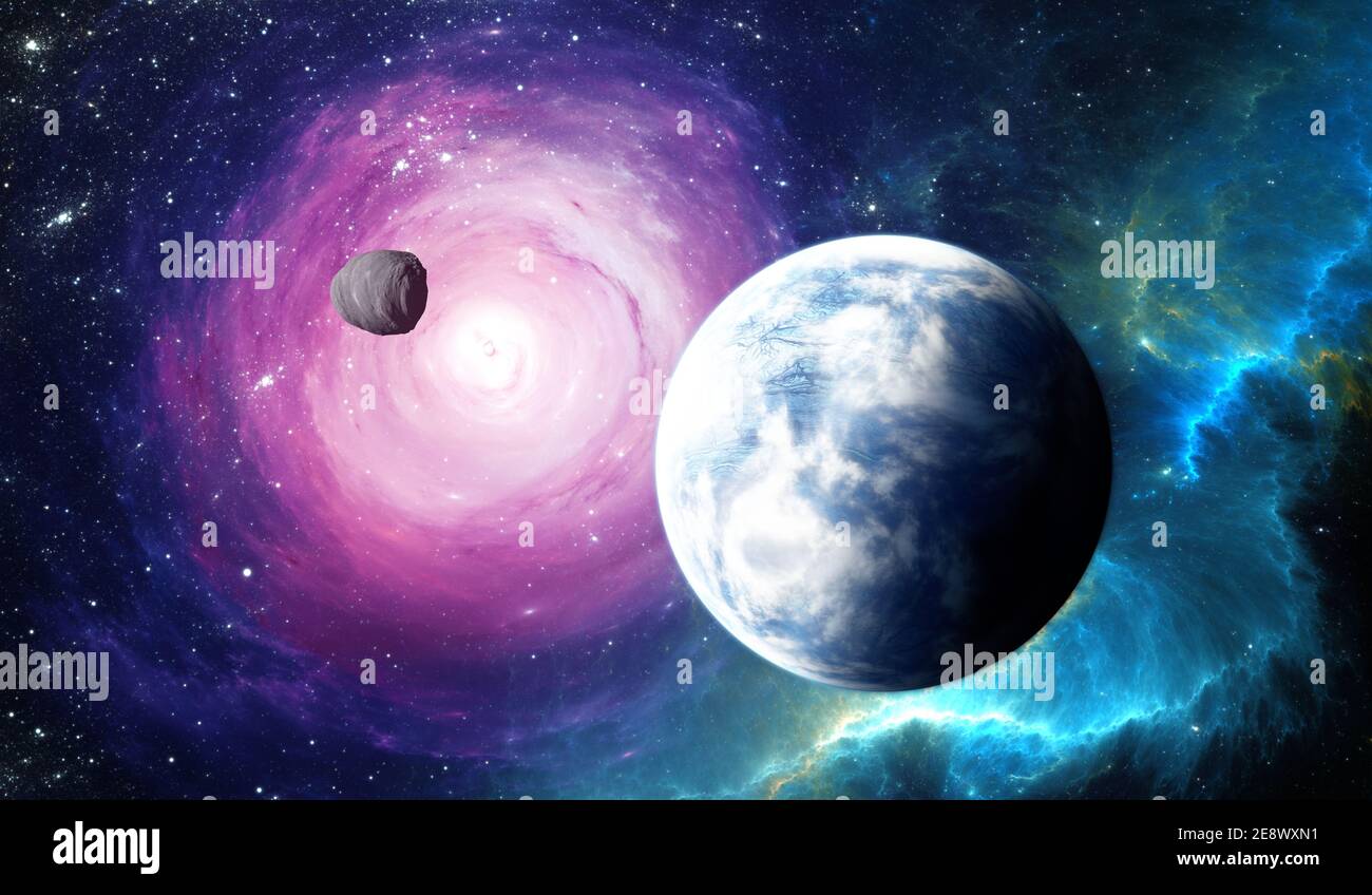 Frozen Extrasolar planet from deep outer space. 3d illustration Stock ...