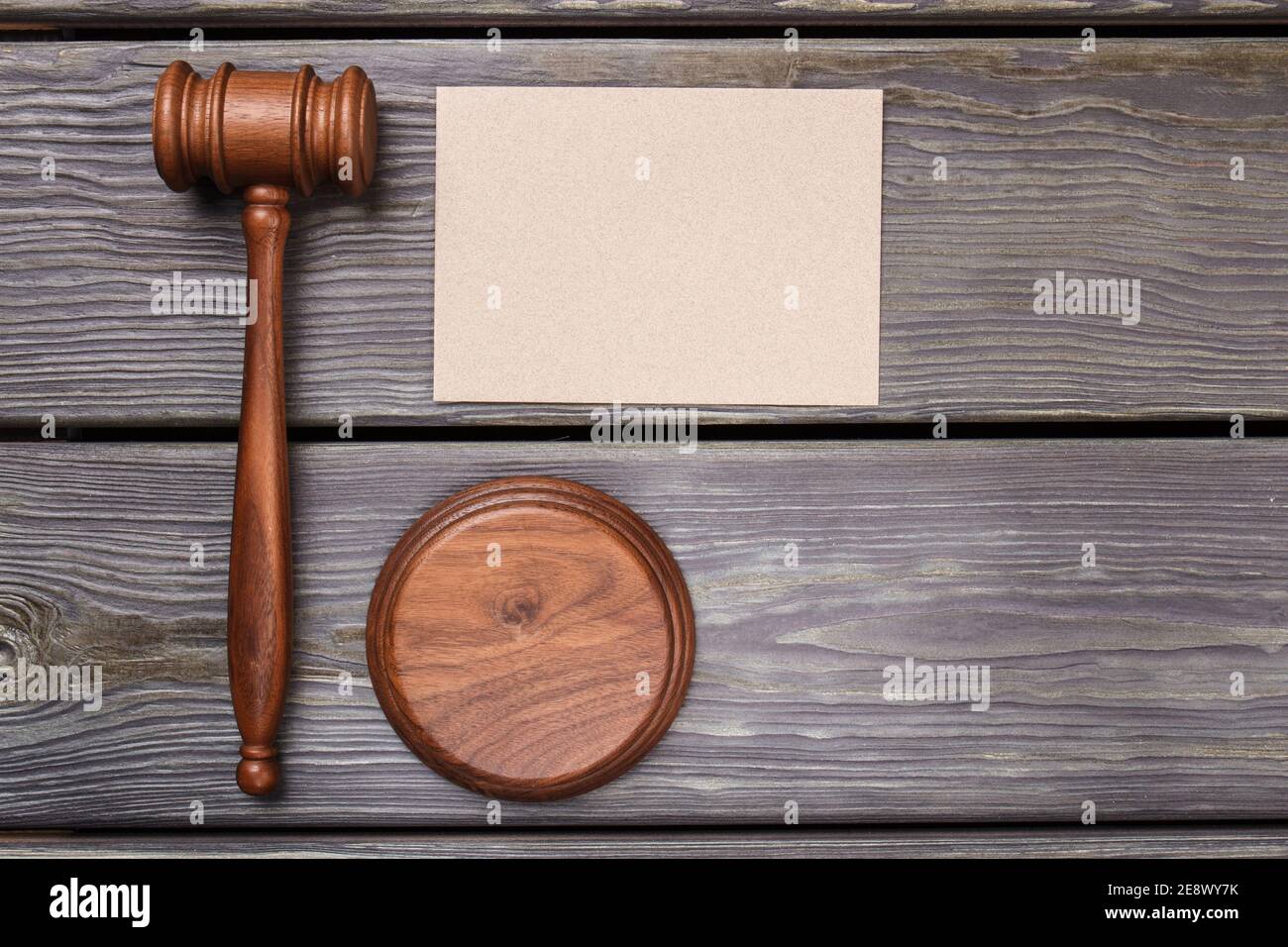 Gavel with sound block and blank paper for copy space Stock Photo - Alamy