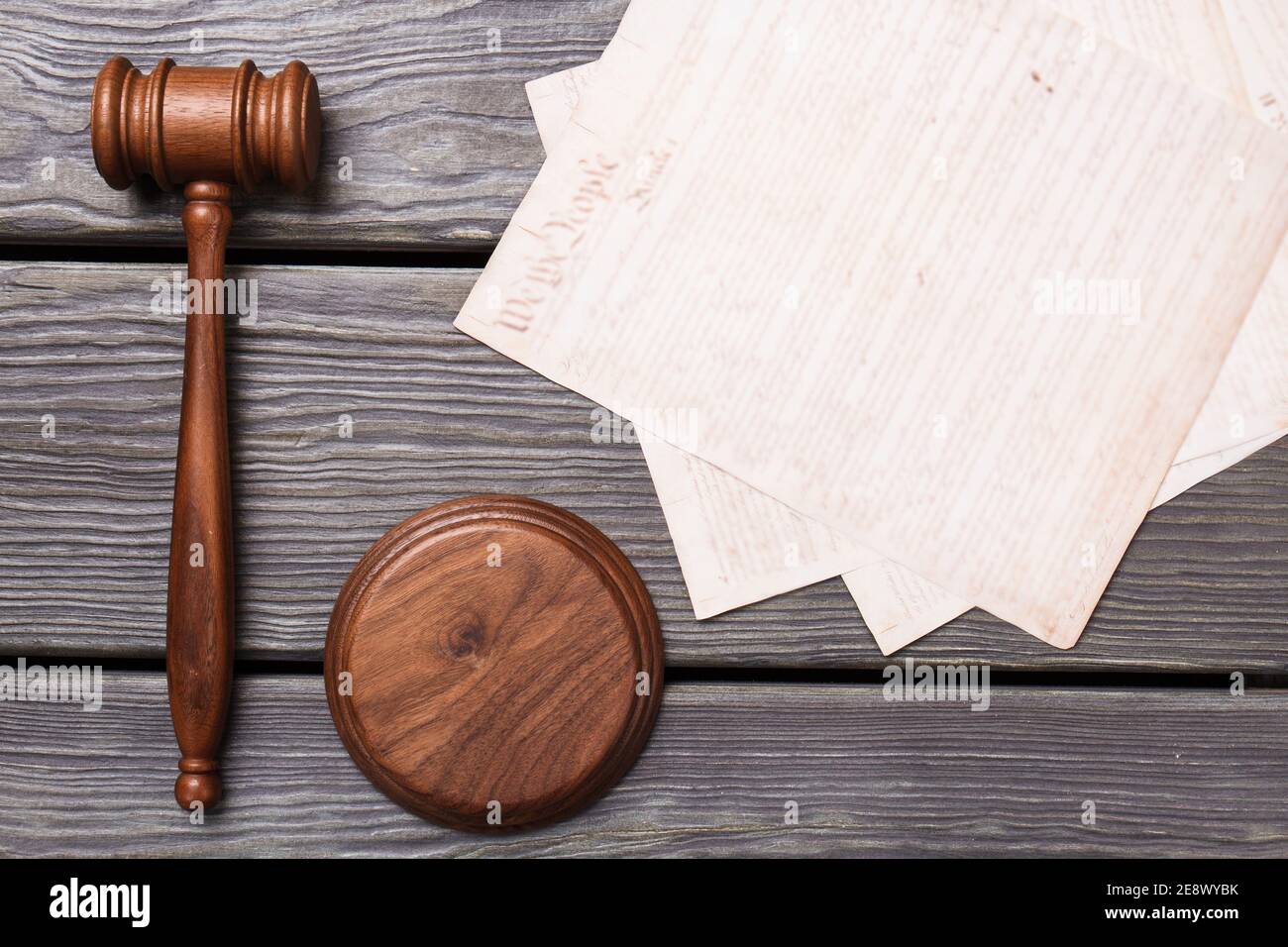 Wooden gavdel and papers Stock Photo - Alamy