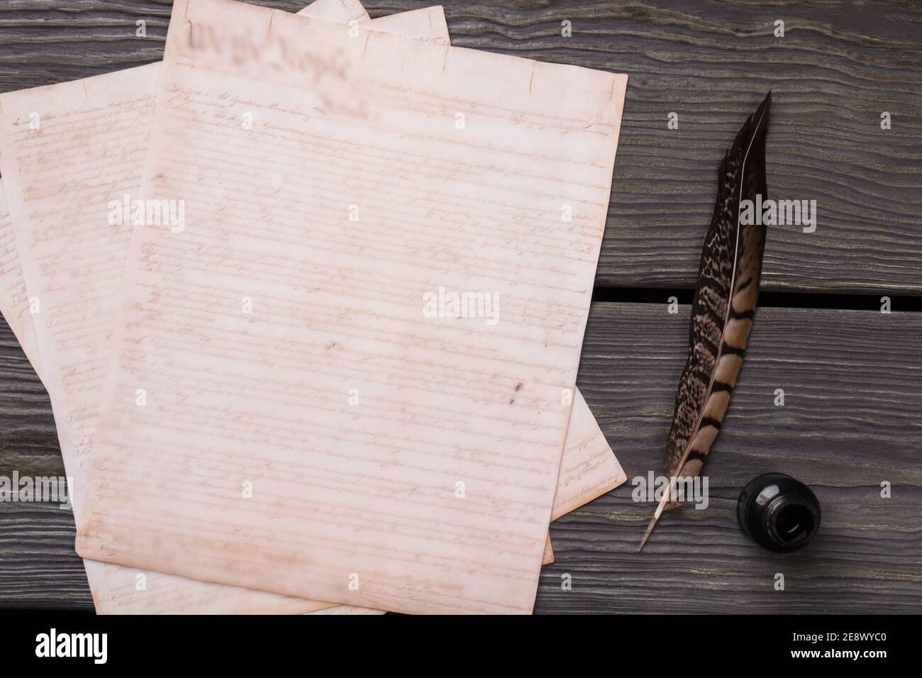 Old paper with quill and ink Stock Photo - Alamy