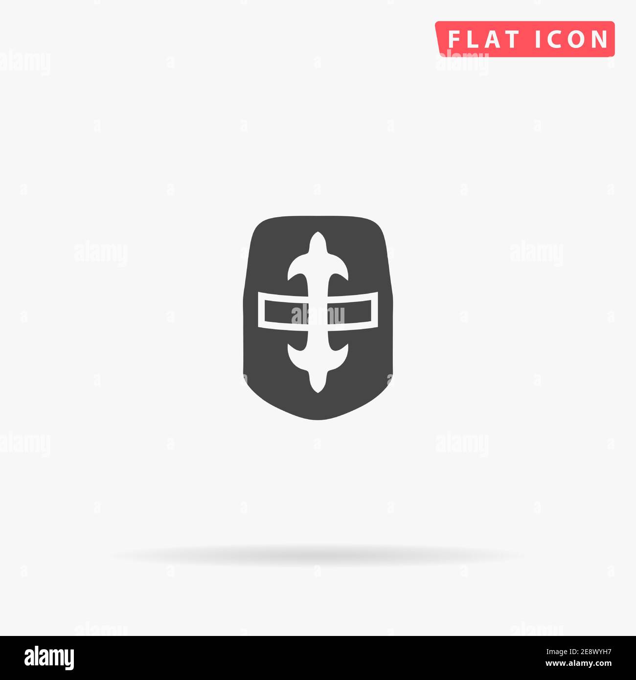 Crusader Helmet flat vector icon. Hand drawn style design illustrations ...