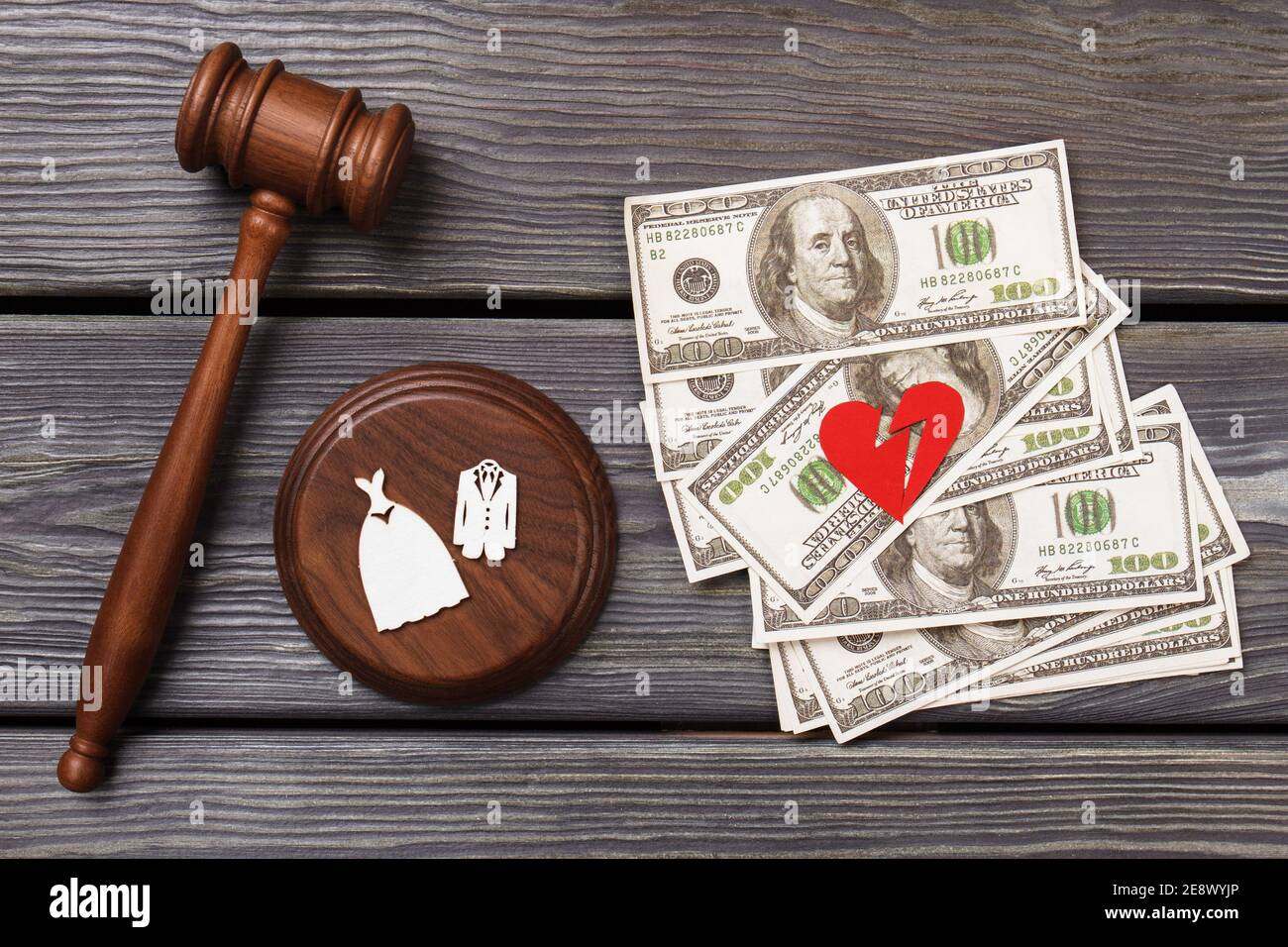Top view marriage contract for money concept Stock Photo - Alamy