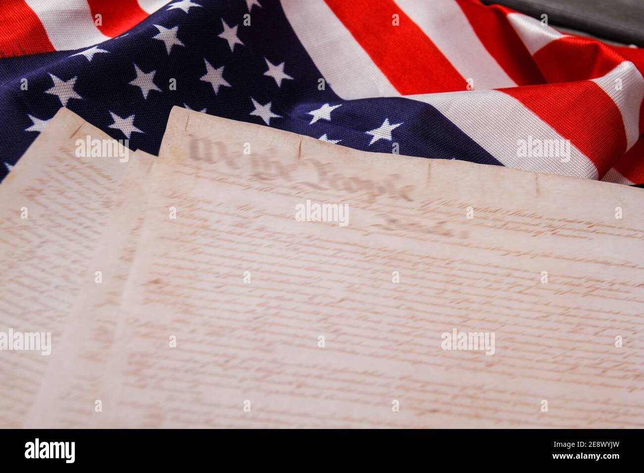 Flag of the usa and papers with text Stock Photo - Alamy