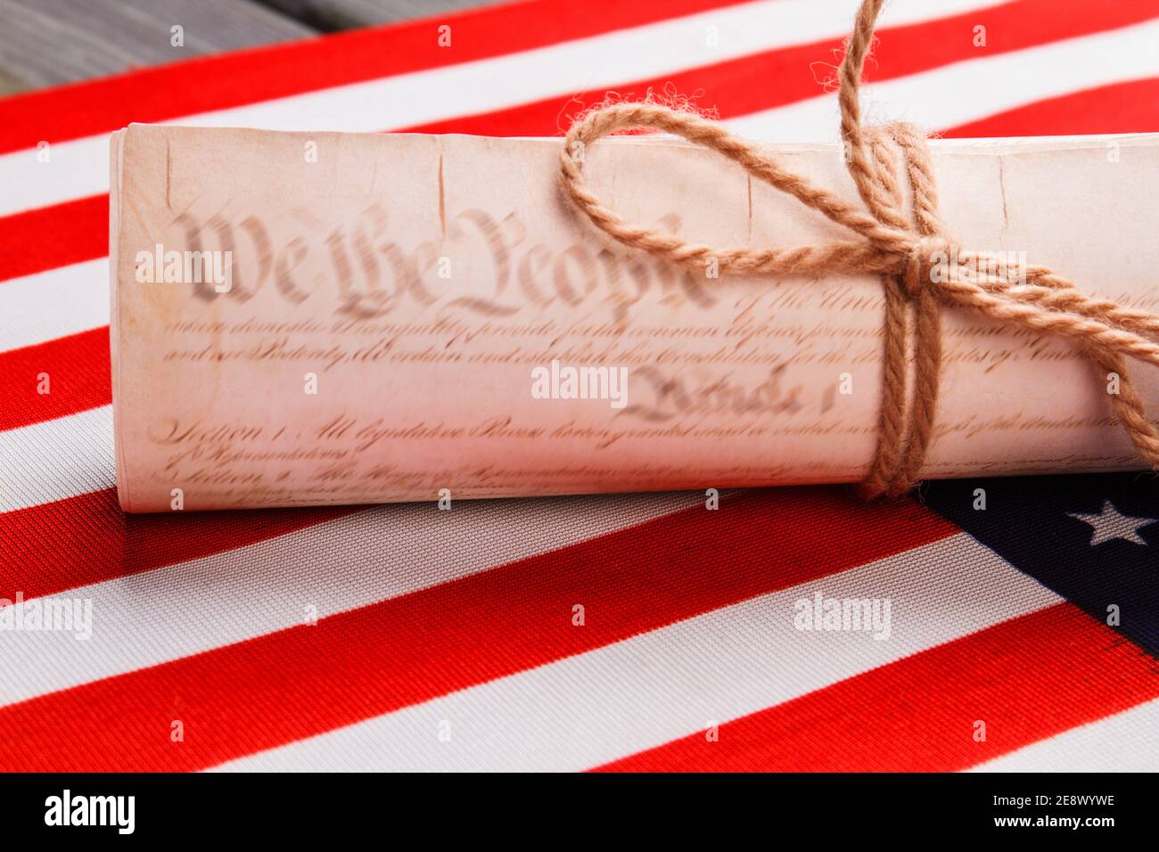 Close-up old scroll on the us flag Stock Photo - Alamy