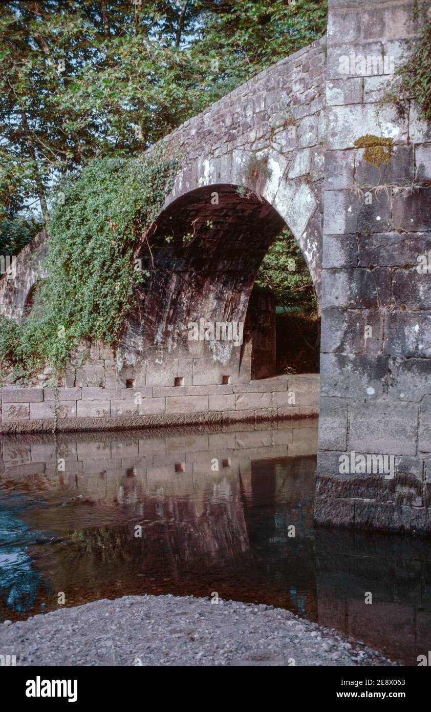 Roman stone bridge on Nivelle river in Ascain, near Bayonne, France ...