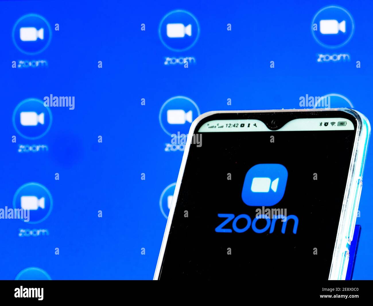 In this photo illustration a Zoom Video Communications, Inc. logo is ...