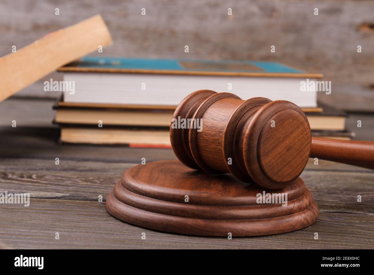 Close-up gavel and law books Stock Photo - Alamy
