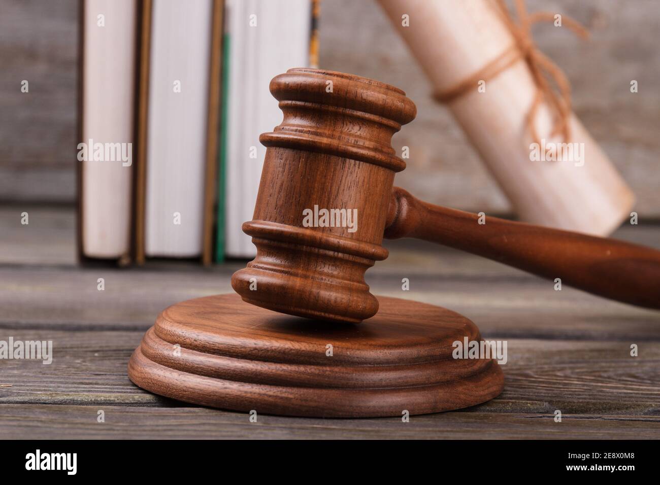 Close-up wooden judge hammer Stock Photo - Alamy