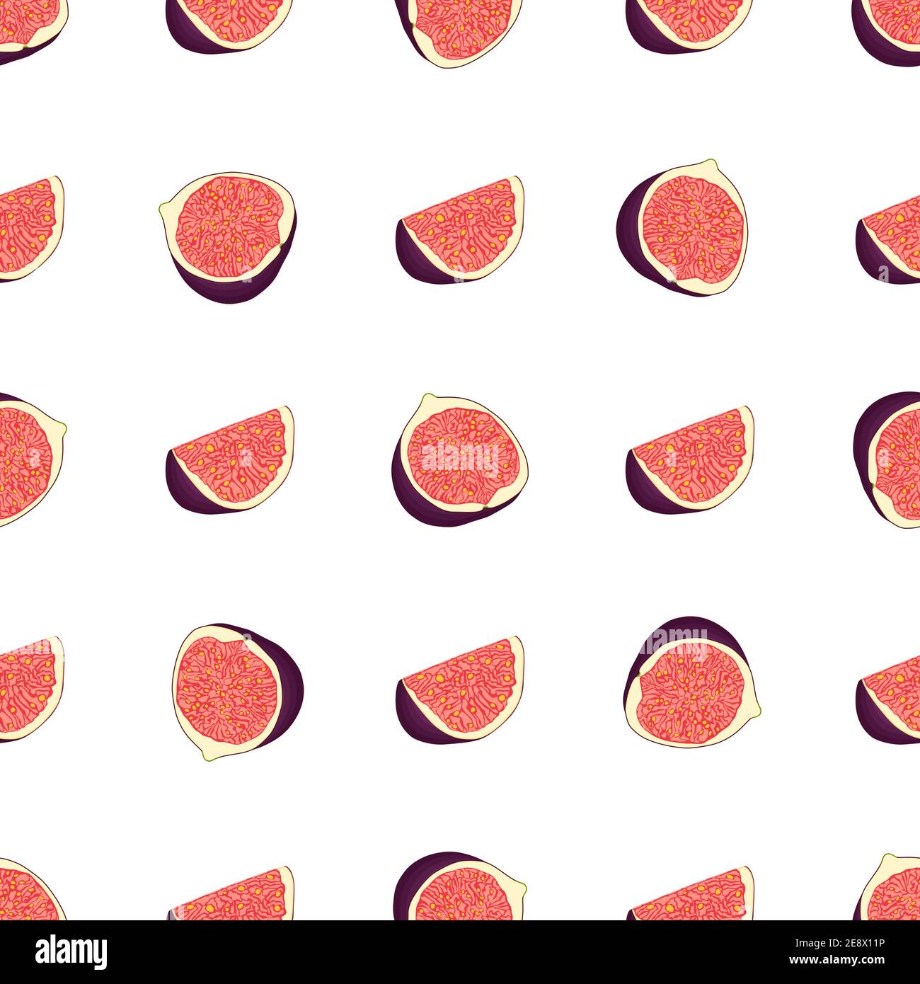 Illustration on theme big colored seamless purple fig, bright fruit ...