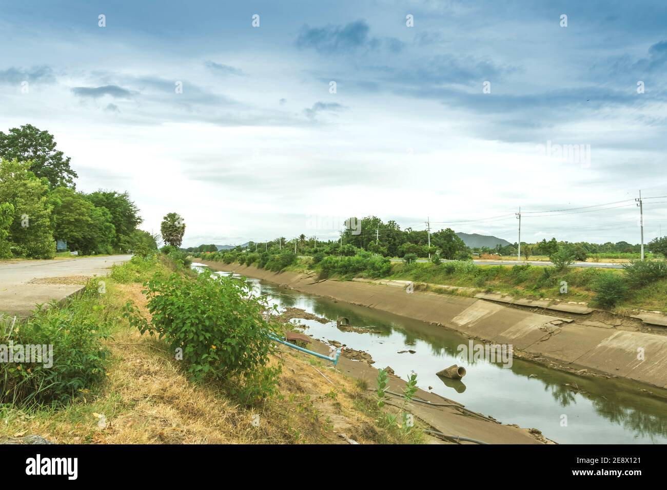 Irrigation canal or irrigation channel in concrete wall Send water from ...