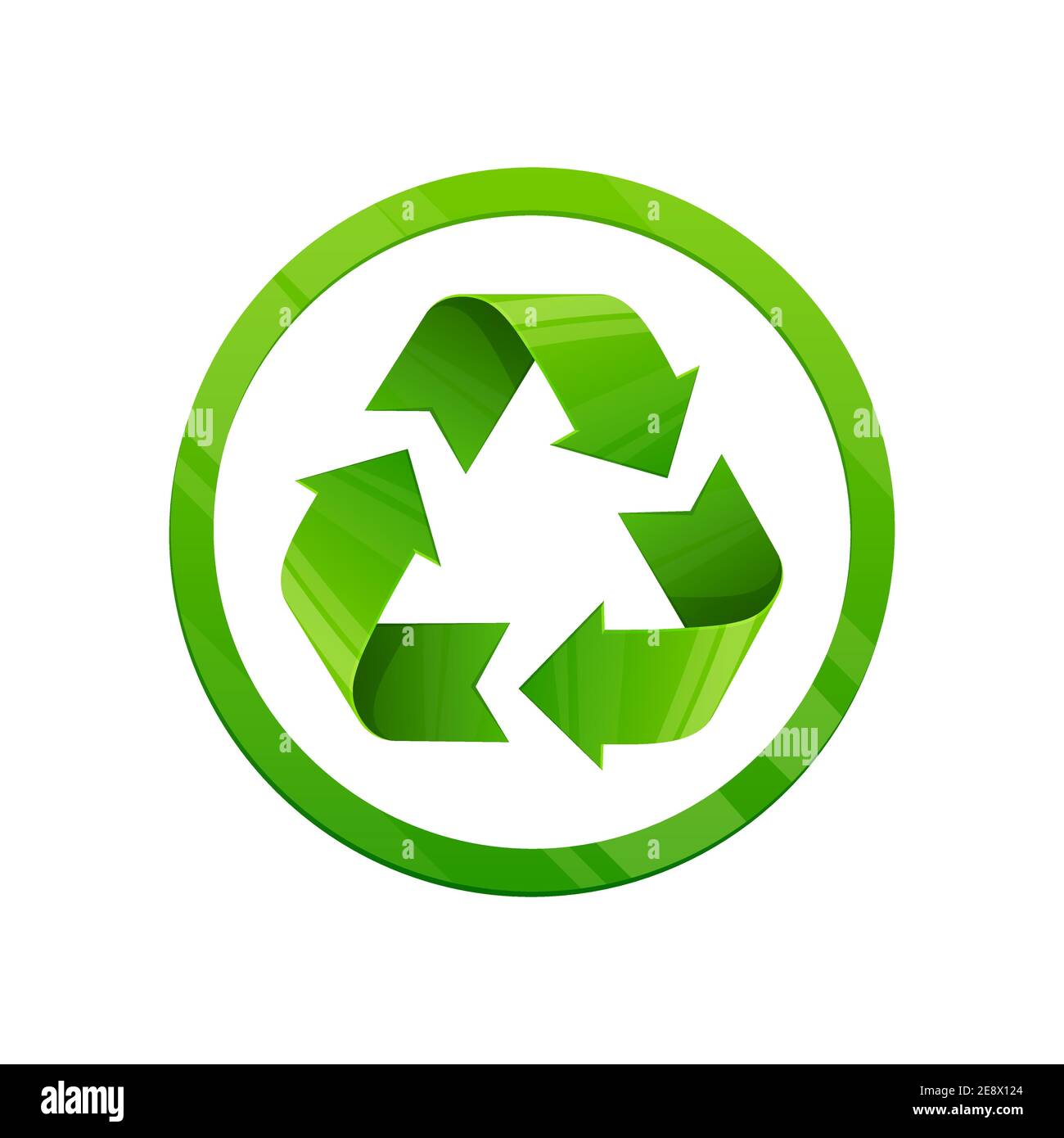 Recycle green icon. Round shape symbol, eco green color, 3d style ...