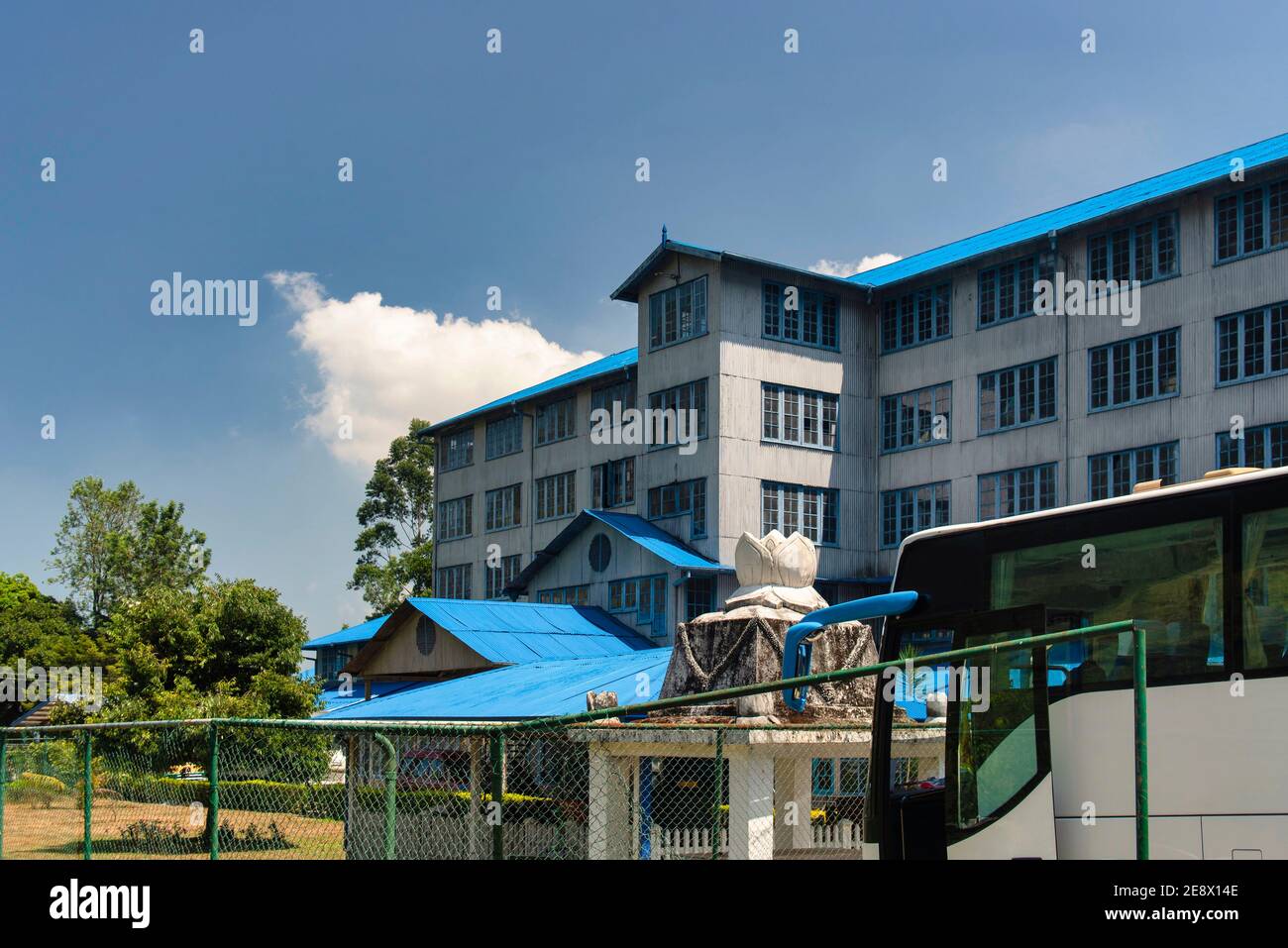 Bulding of the damro tea factory and lounge and tea plantation, Sri ...