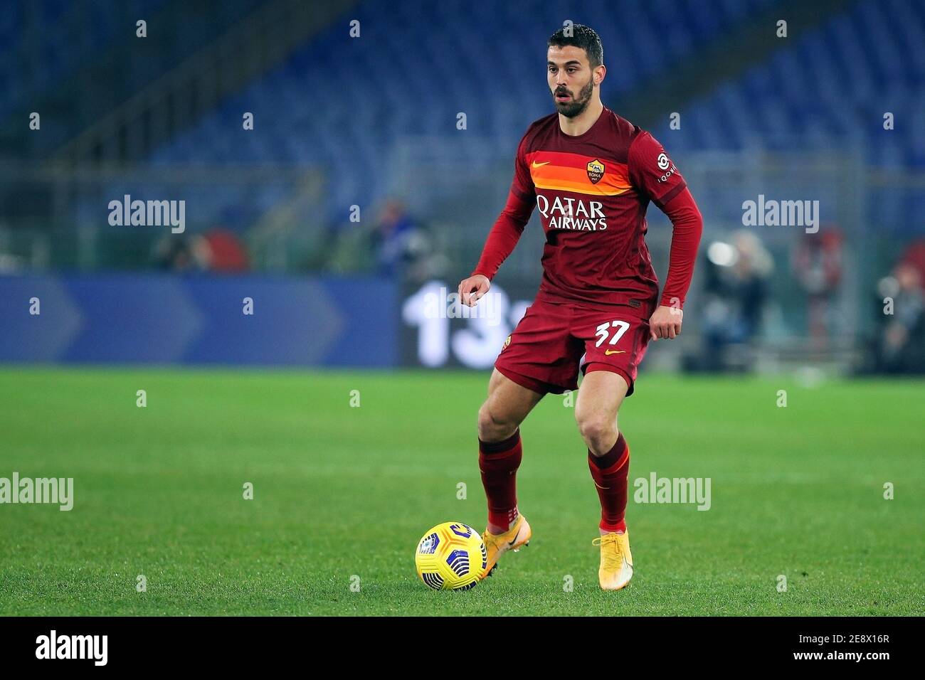 Leonardo Spinazzola of Roma in action during the Italian championship ...