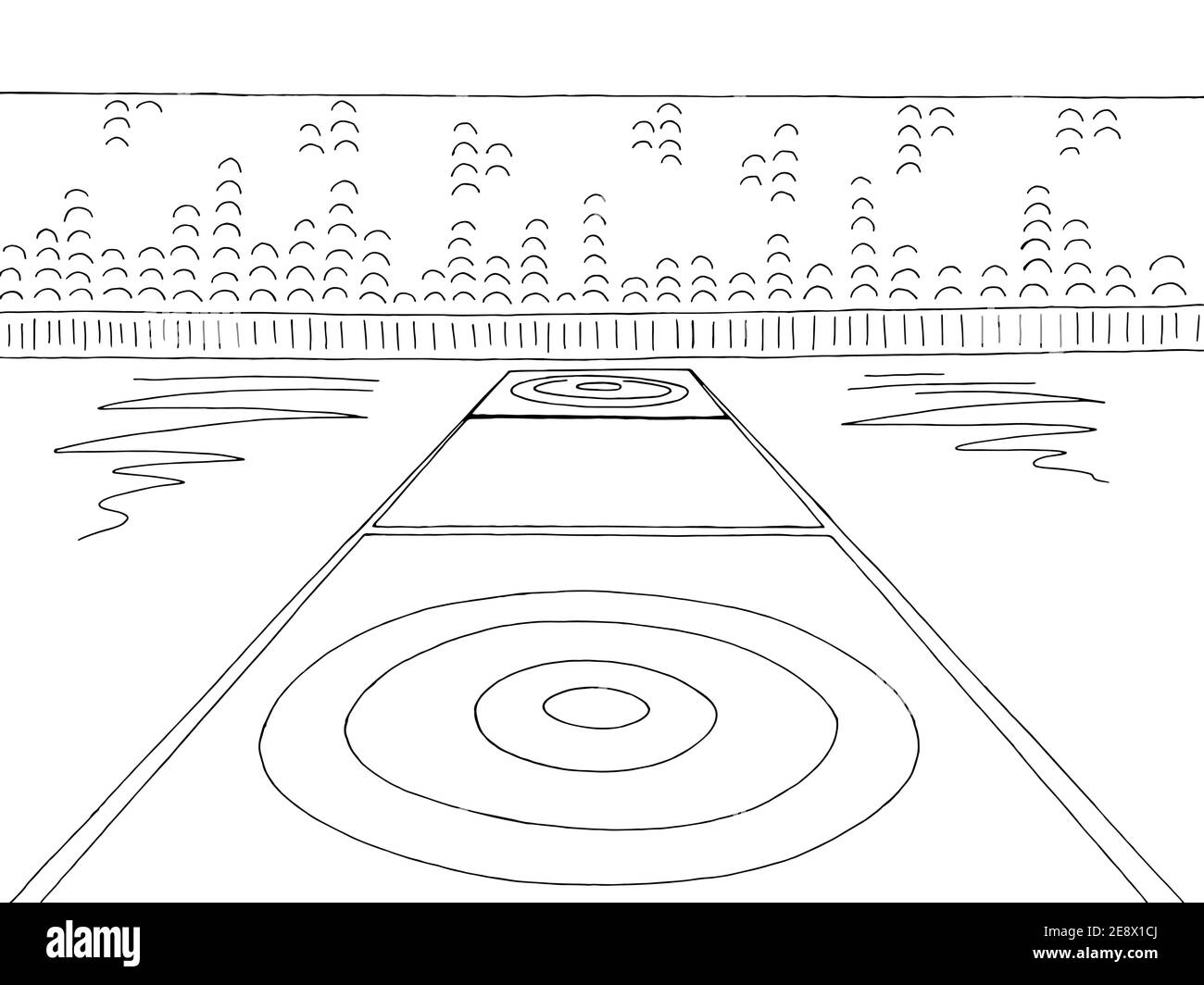 Curling rink stadium sport graphic black white sketch illustration ...