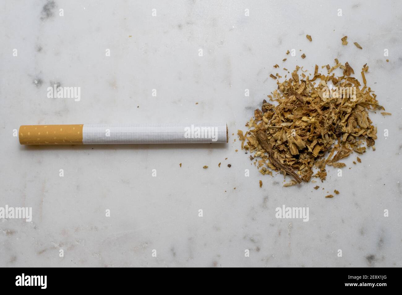 Top view of a cigarette and tobacco Stock Photo - Alamy