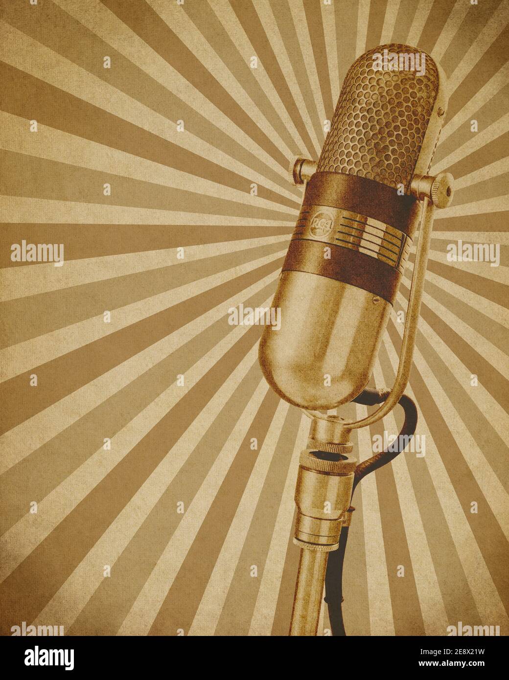 Vintage microphone poster Stock Photo - Alamy