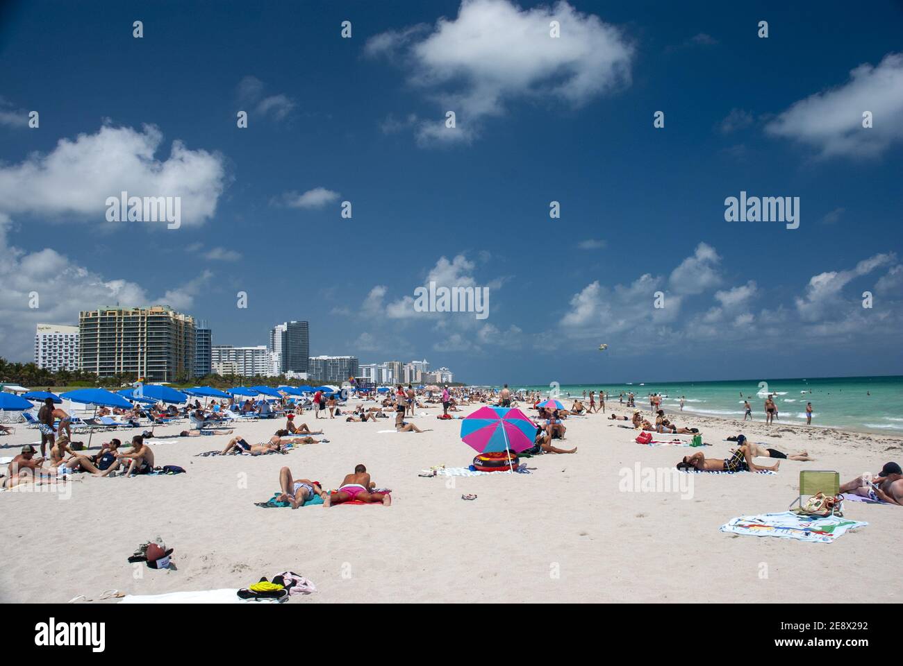 People sunbathing on miami beach hi-res stock photography and images ...