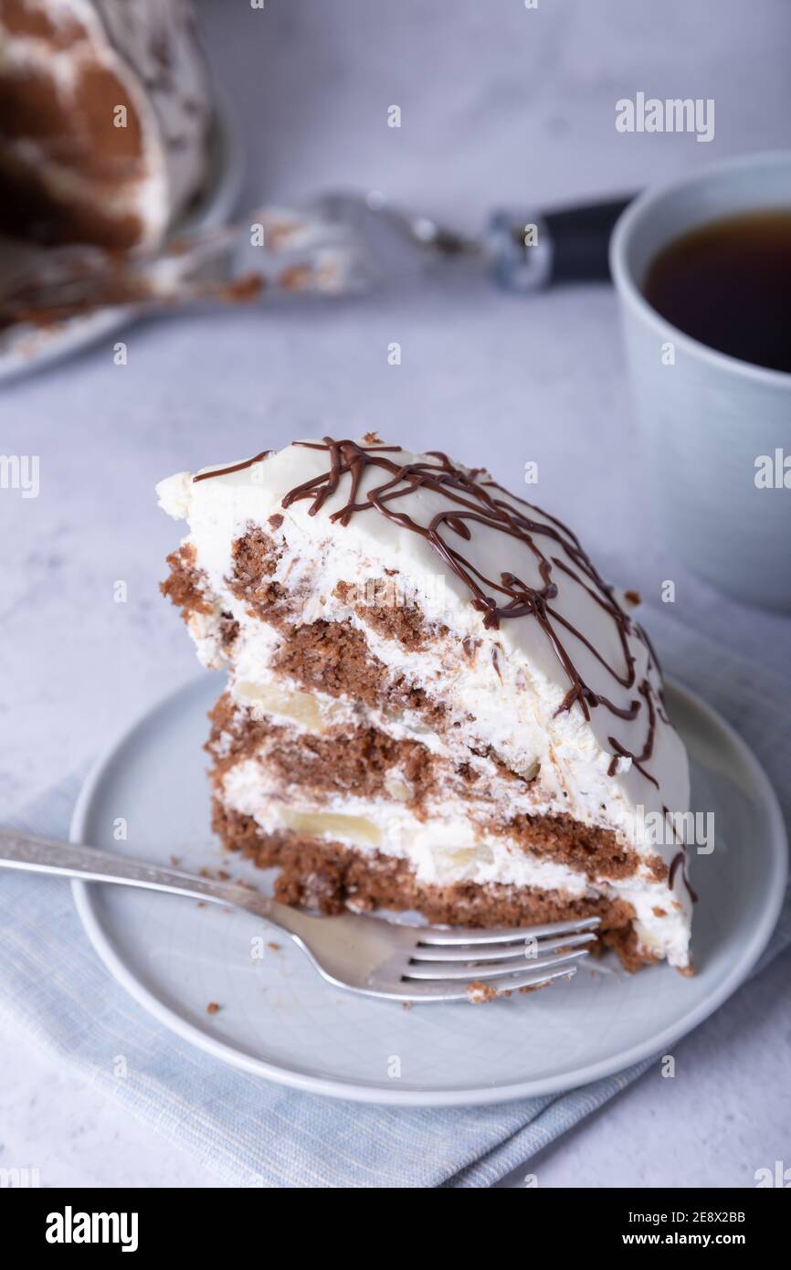 Pancho Cake. Homemade biscuit cake with sour cream and pineapple ...