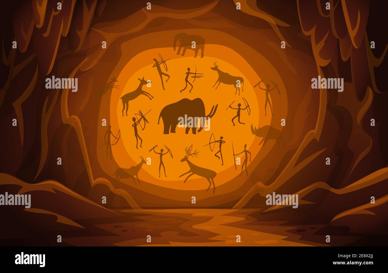 Prehistoric cave painting hunt Stock Vector Images - Alamy