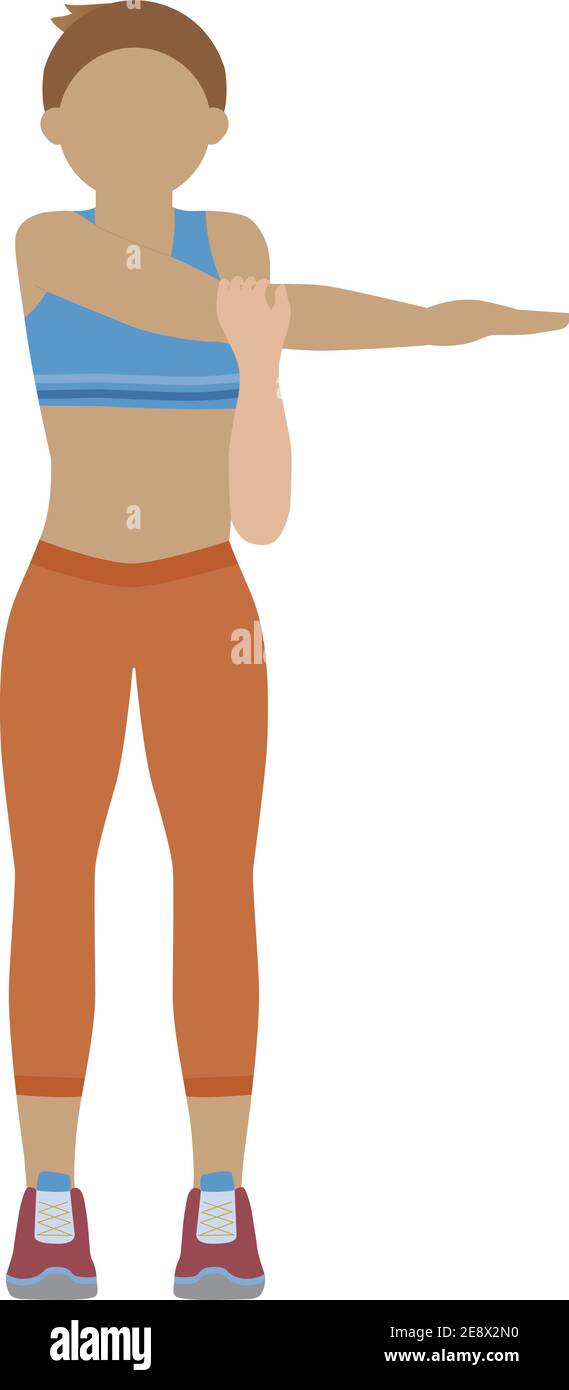 Woman doing stretching shoulder exercises - illustration Stock Vector ...