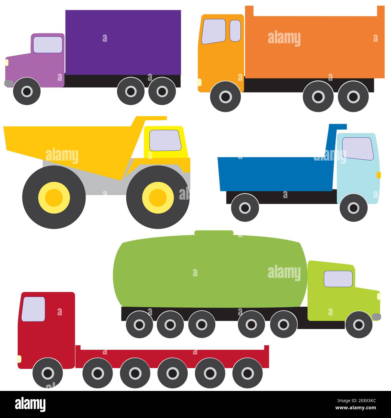 Colorful collection of different trucks Stock Vector Image & Art - Alamy