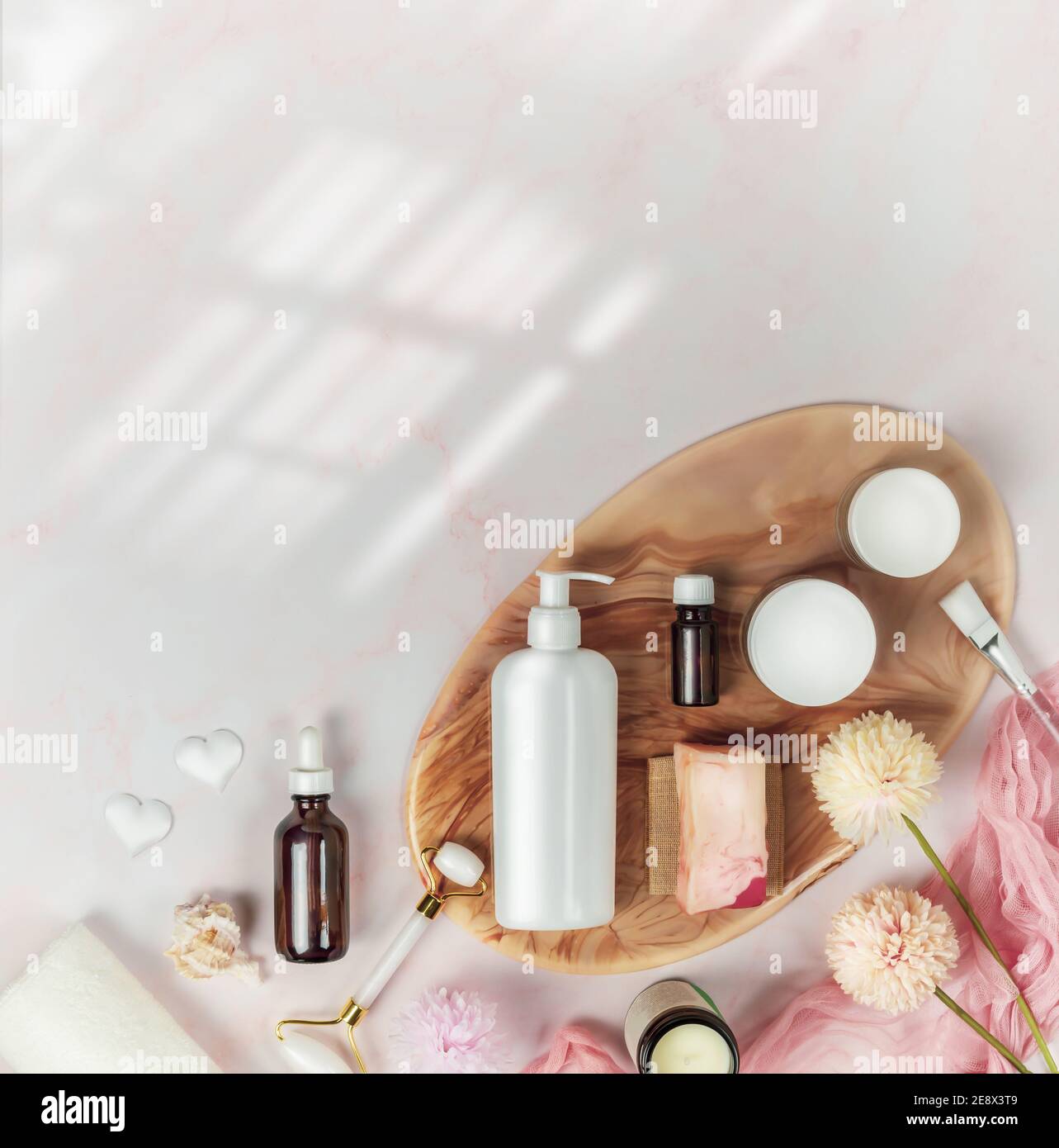 Natural skin care products. Mock up for cosmetics based on natural ...