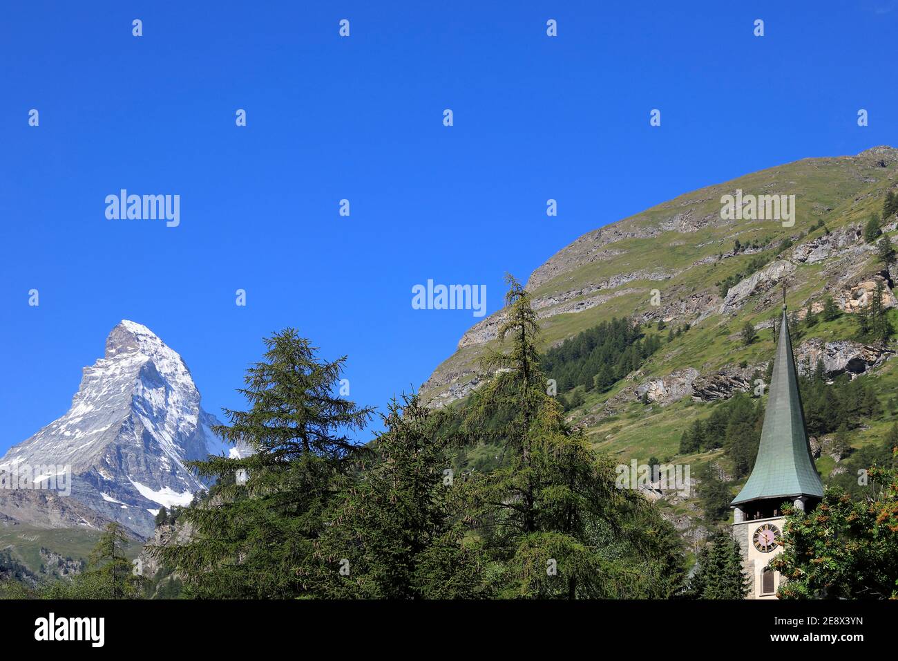 View to the beautiful Matterhorn mountain from Zermatt, Switzerland ...