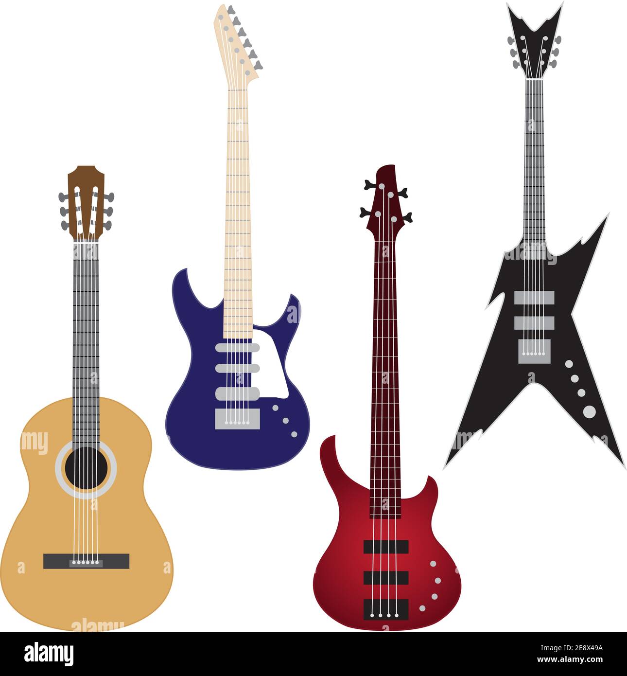 Vector set of guitars isolated on white Stock Vector Image & Art - Alamy