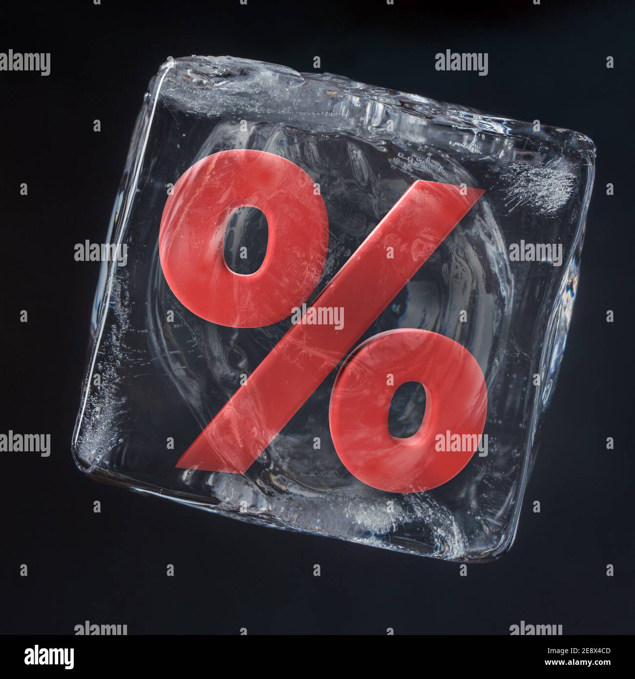 Red percent symbol inside ice block. Fix the percentage or trailing ...